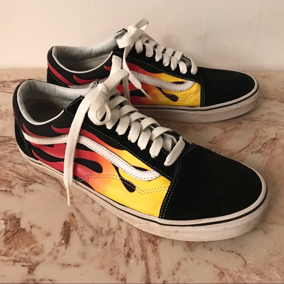 Vans | Shoes | Vans Flame Old Skool Vans Skate Shoes Off The Wall Sz 1 ...